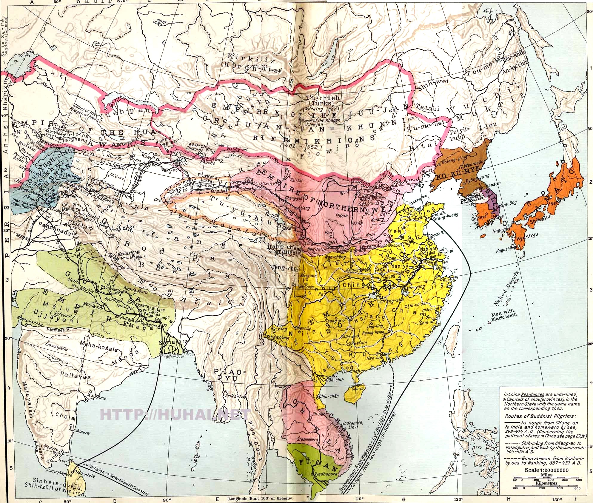 東中南亞，約西元440年（Eastern, Central and Southern Asia, ca. 440 A.D.）
